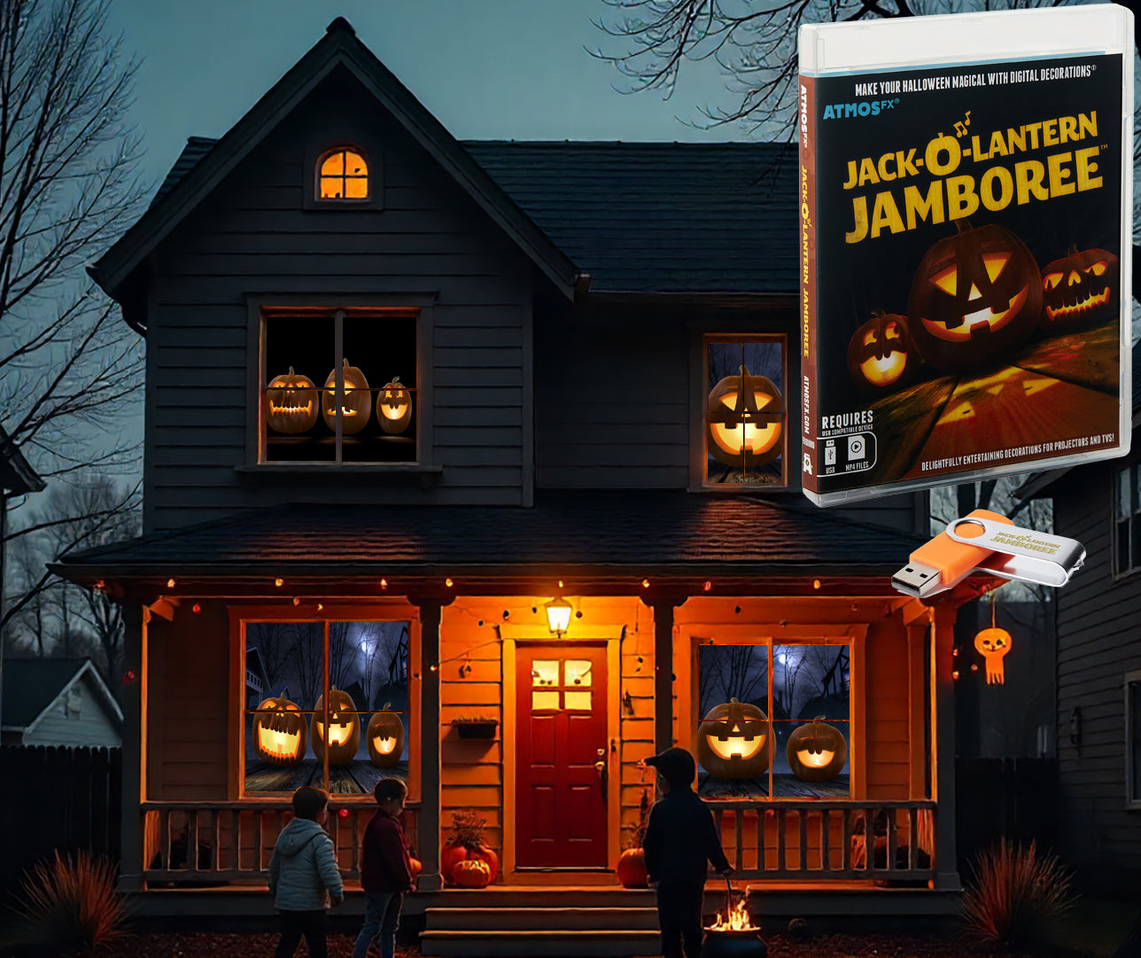 AtmosFX Jack-O-Lantern Jamboree Halloween Digital Decoration on USB ...